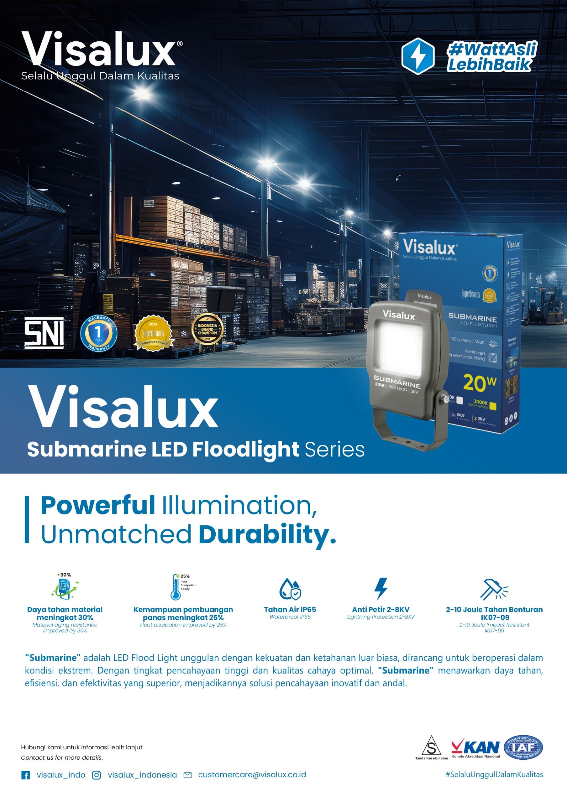 Jual Visalux Lampu LED Flood Light Submarine 6500K 3000K Daylight Warm ...