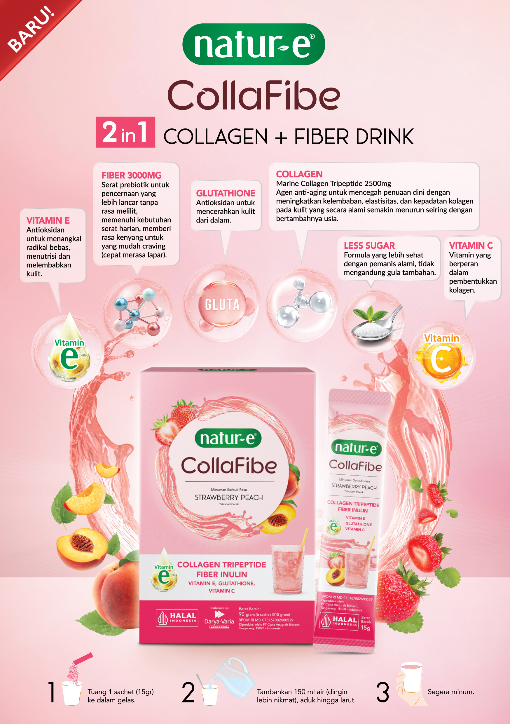 Jual [TRIPLEPACK] Natur-E CollaFibe - Collagen Drink with Vitamin E ...