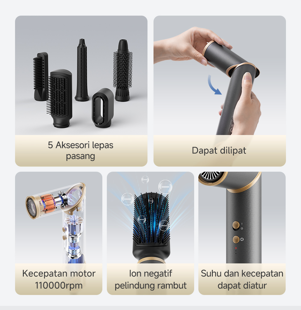 Jual Simplus Sisir Hair Dryer Penataan Multifungsi 5 IN 1 Pengeriting ...