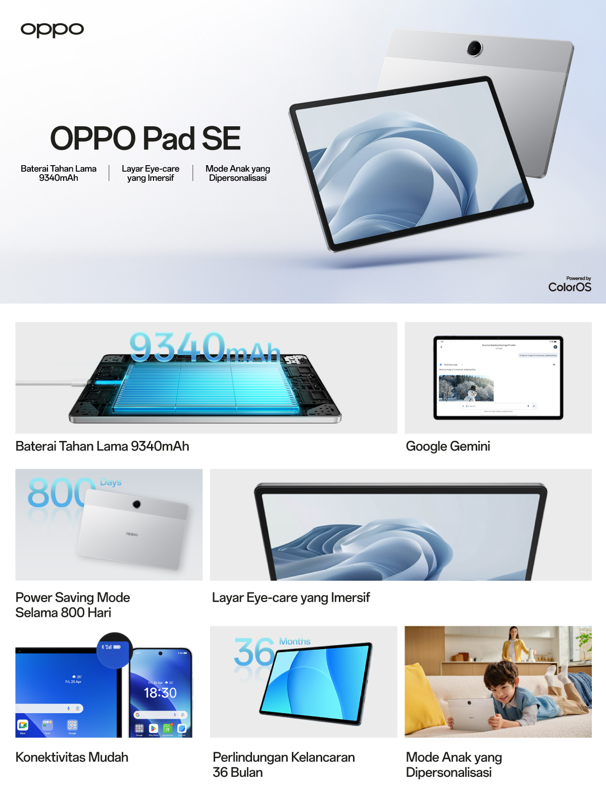 Jual [BARU] OPPO Pad SE Matte Display 4GB/128GB Wi-Fi Version Starlight ...