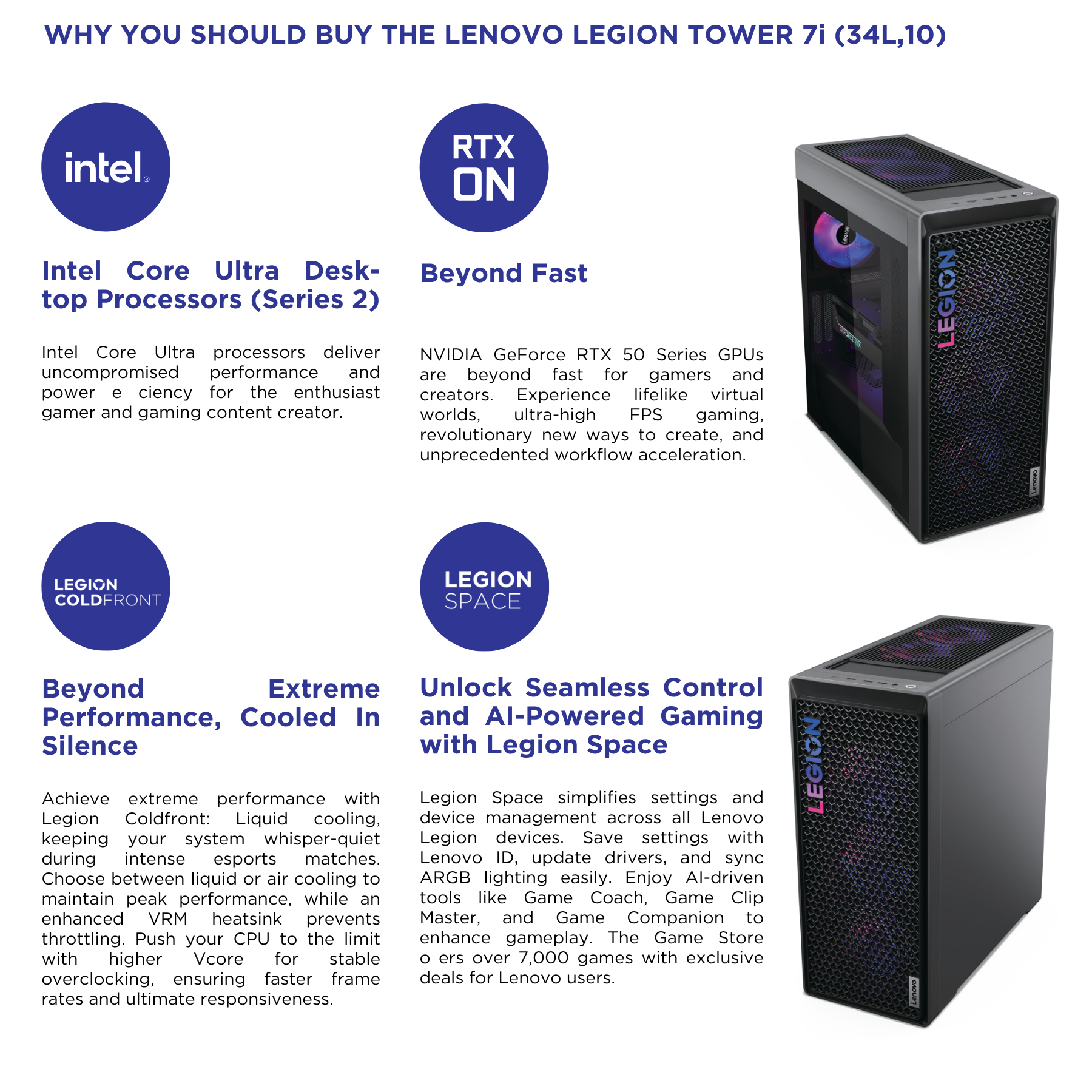 Jual Lenovo PC Legion T7 34IAS10 3DYN Intel Core Ultra 9 285K Win11 ...