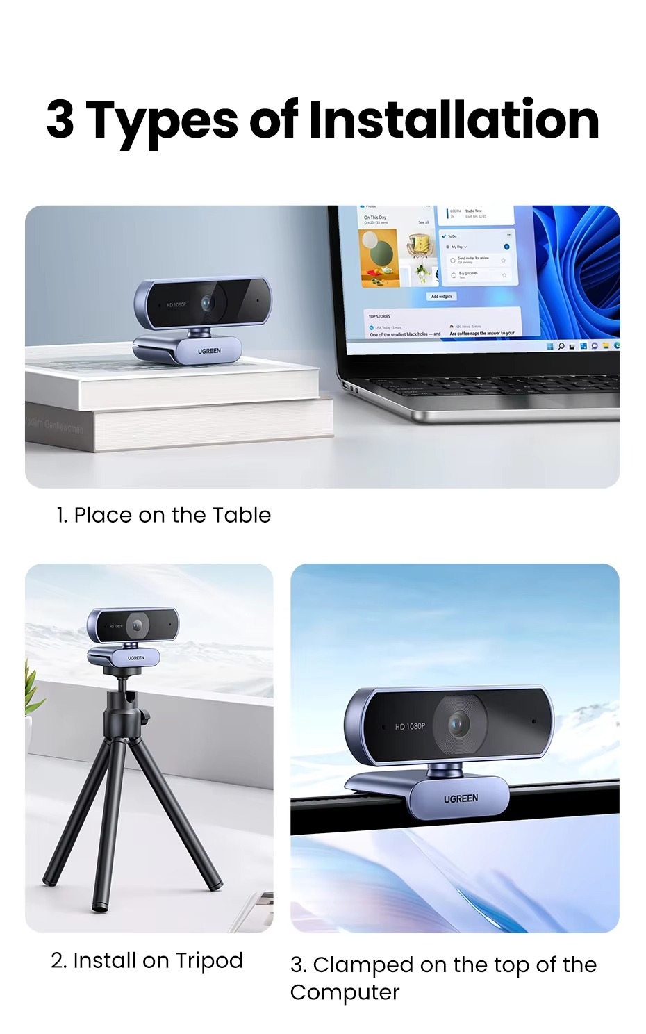 Jual UGREEN Webcam 2K Full HD Resolution 30fps/1080P 60fps Built in ...