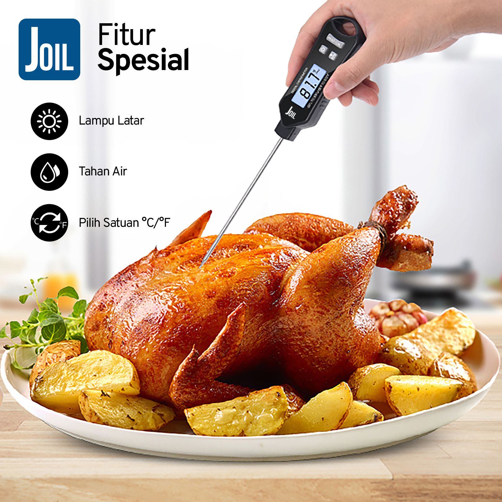 Jual Joil Termometer Masak Digital Cooking Thermometer 0.1°C Waterproof ...