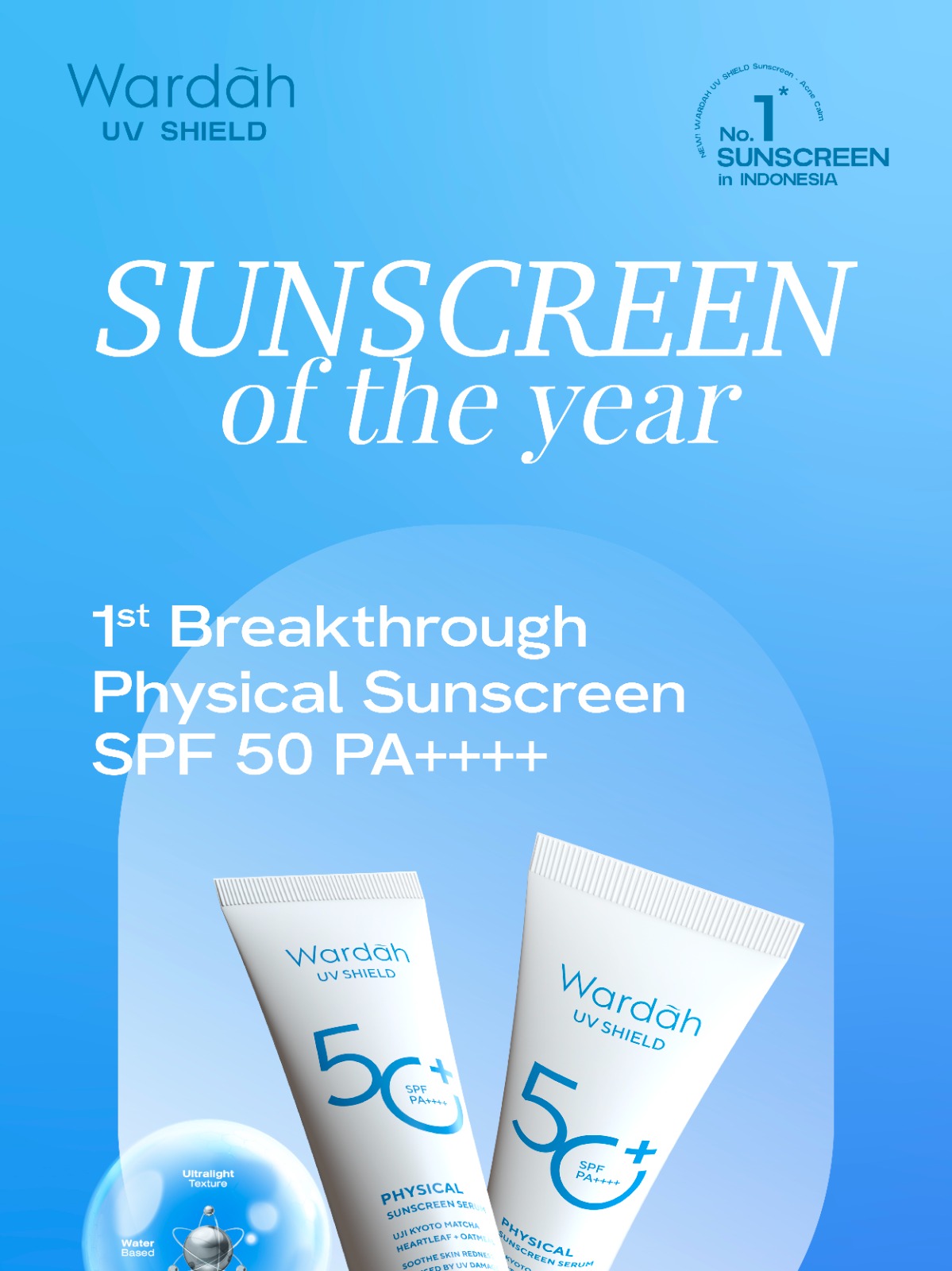 Jual Wardah Sunscreen UV Shield Physical Serum SPF 50 PA 30 ml ...