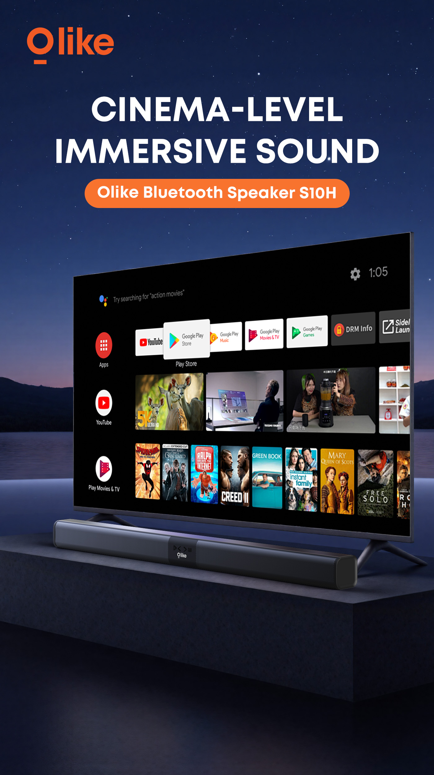 Jual Olike Speaker TV Soundbar S10H Home Theater 10W Subwoofer Bass Max ...