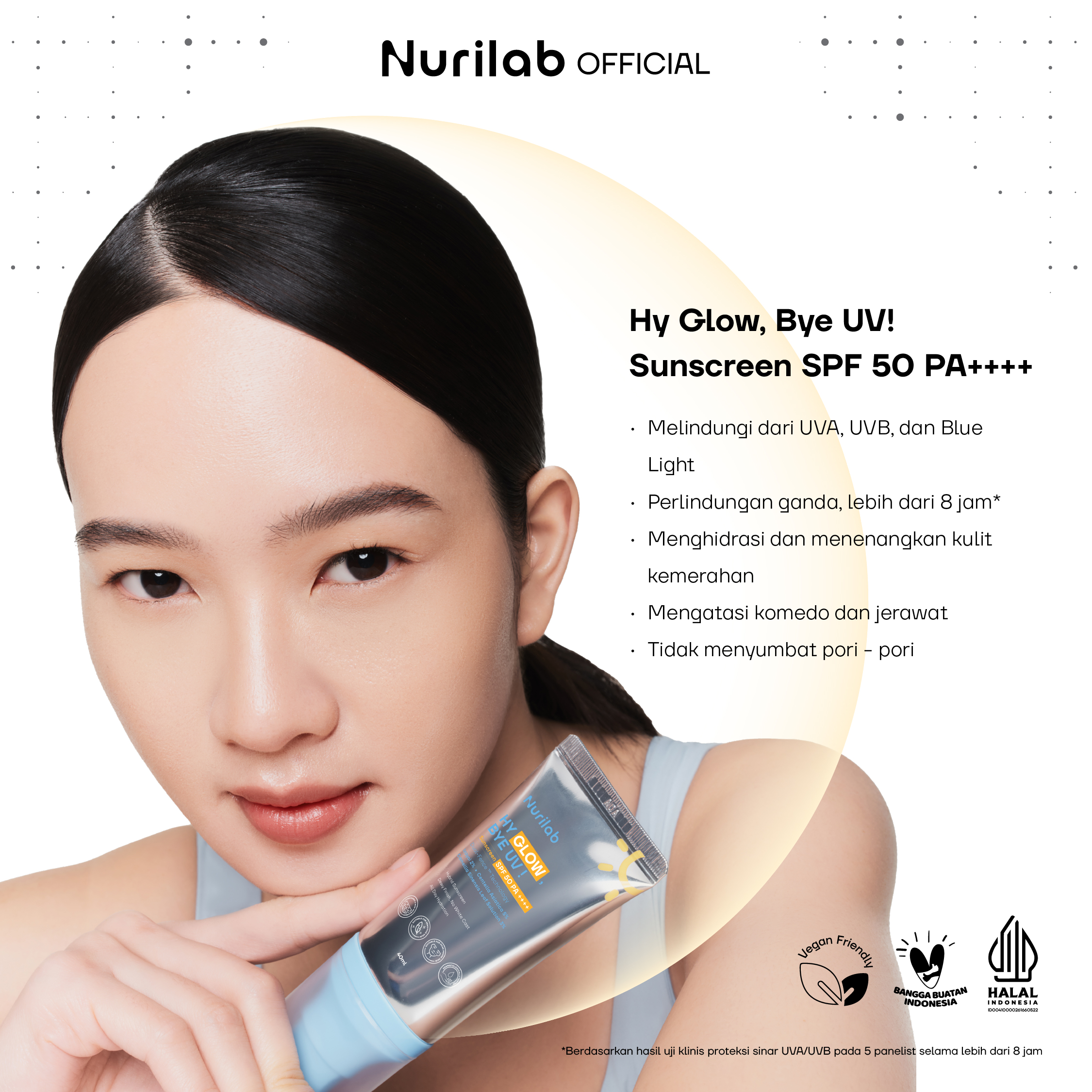 Jual Nurilab - Hy Glow, Bye UV! Sunscreen SPF 50 PA++++ (Sunscreen non-comedogenic untuk kulit ...
