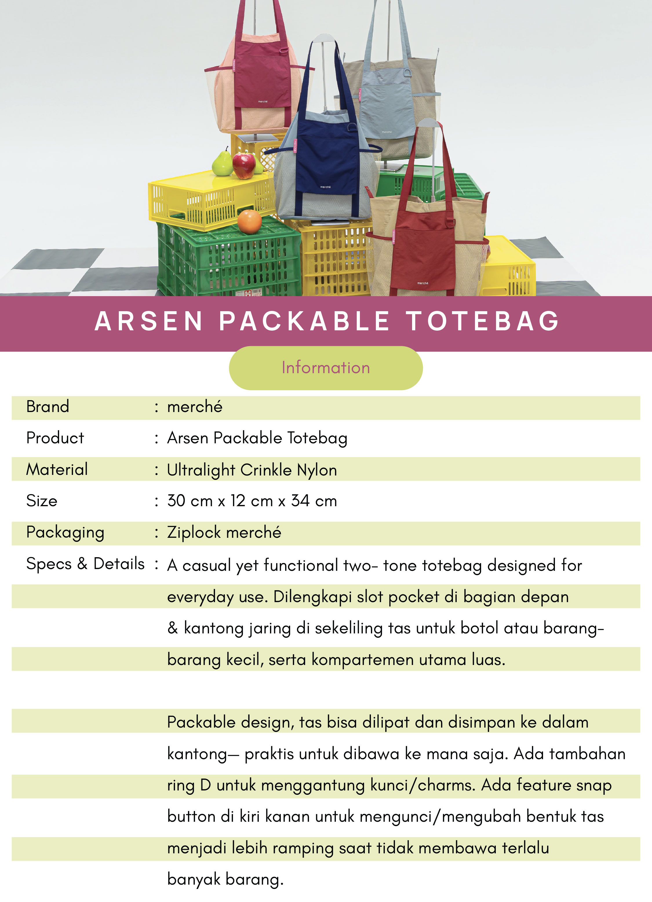 Jual Merche Tas Totebag Wanita Arsen | Shopee Indonesia