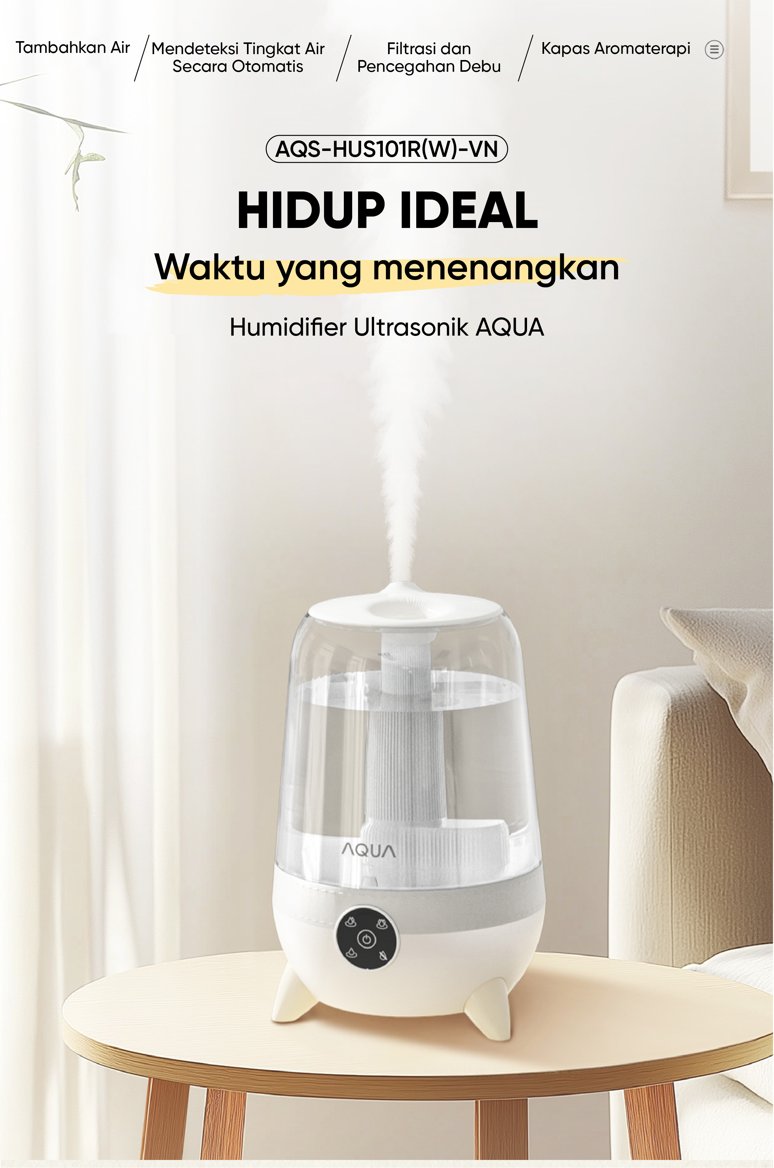Jual AQUA HUS101R 3.5L Humidifier with Essential Oil Diffuser Tray ...