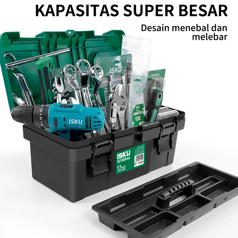 Jual ISKU Tool Box Besar Plastik 19/17/14 Inch Bahan PP Tools Box Kotak ...