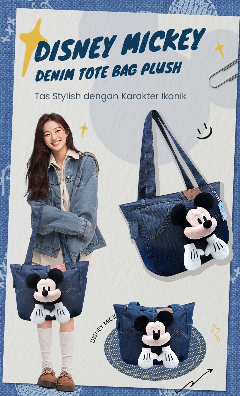 Jual [OHSOME x Disney] -Disney Egradable Mickey Series Jeans Plush Tote ...