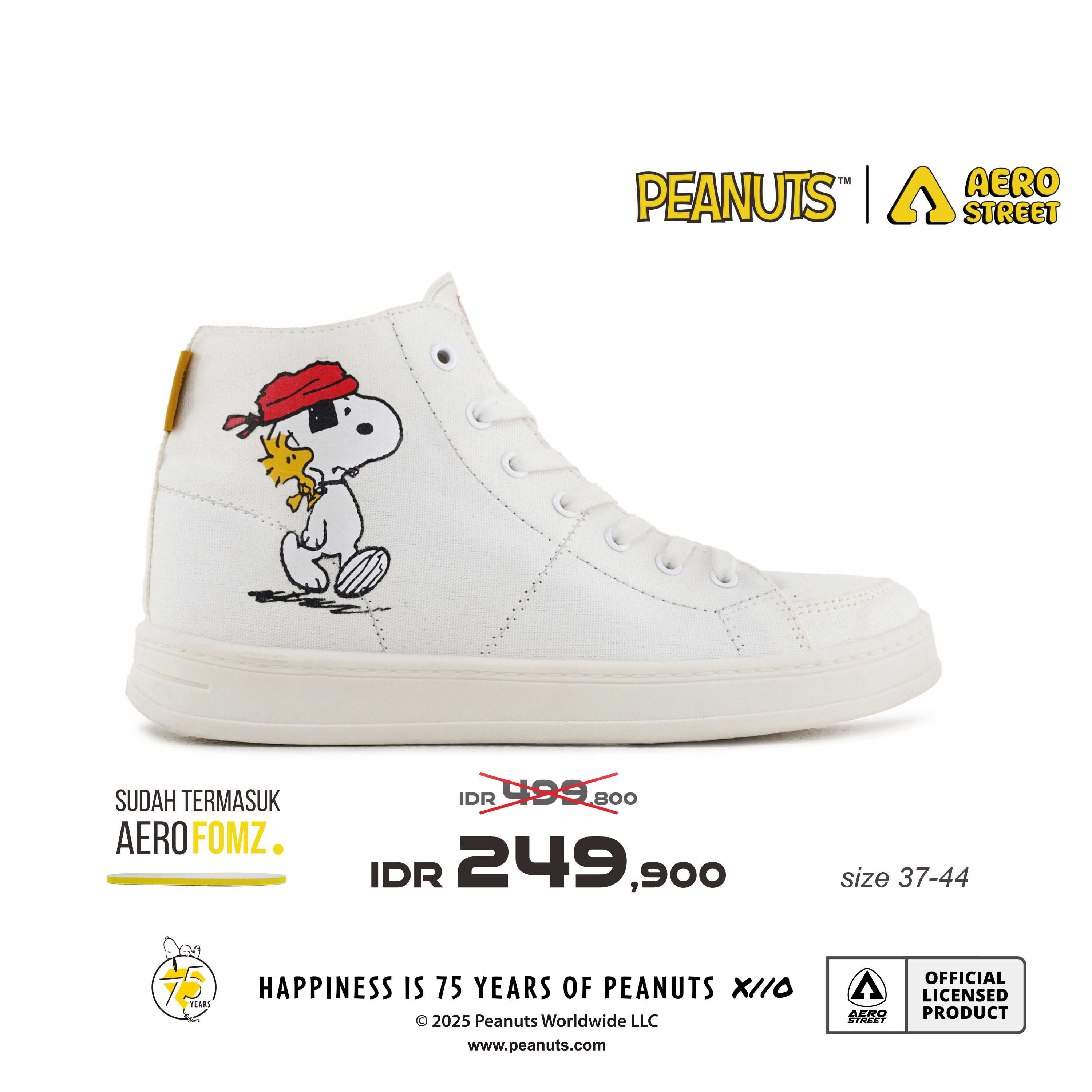Jual Aerostreet Aerostreet X Snoopy High Cut Sneakers Unisex Natural ...
