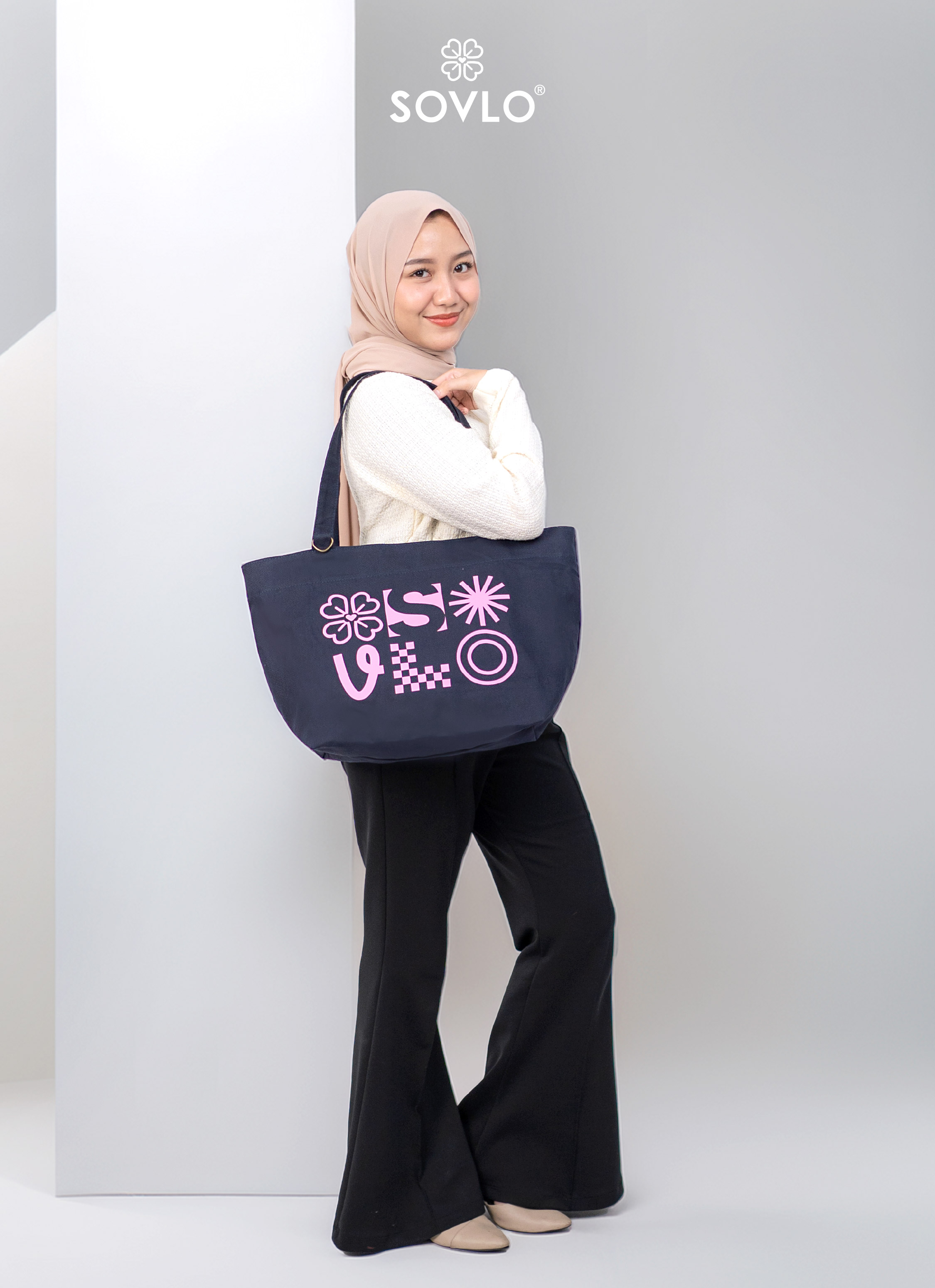 Jual SOVLO Daily Tote Bag Zipper - Tas Kerja Wanita - Tote Bag Kuliah ...