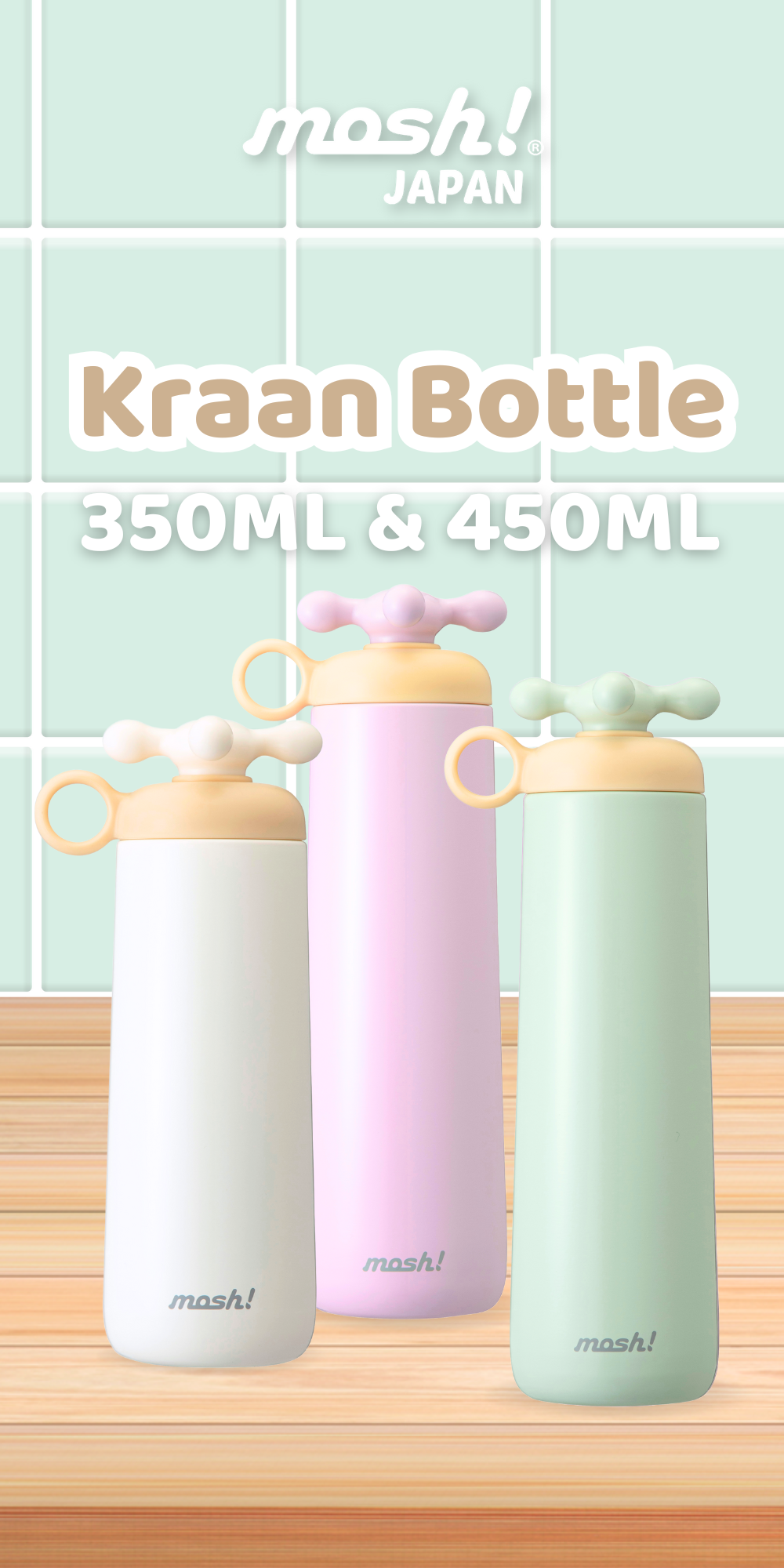 Jual Mosh Kraan Bottle - Botol Minum Stainless Steel 450ml Mint | Purple | Shopee Indonesia