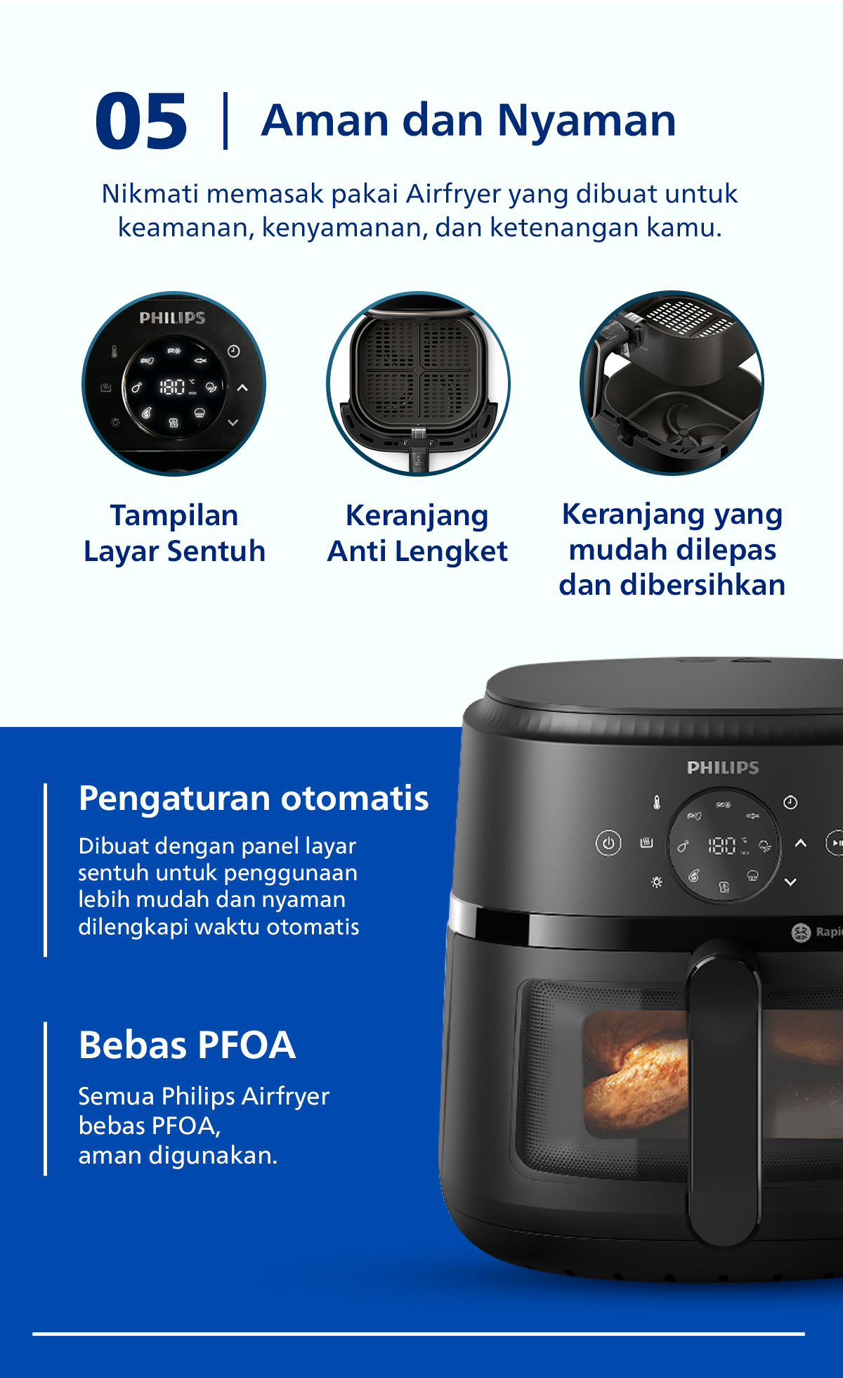 Jual BARU! PHILIPS Airfryer Low Watt mulai dari 500W Transparan KAPASITAS BESAR 6.2 L NA230/00 ...