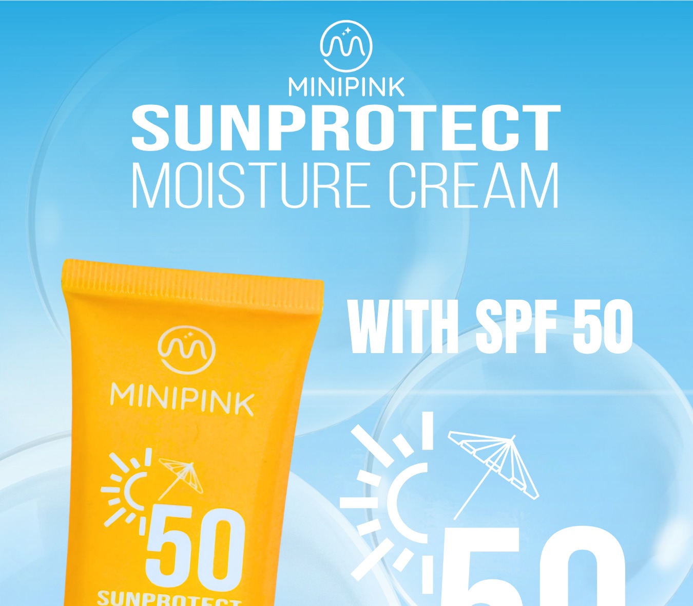 Jual MINIPINK Sun Protect Moisture Cream Sunscreen SPF 50 PA+++ 30ml UV ...