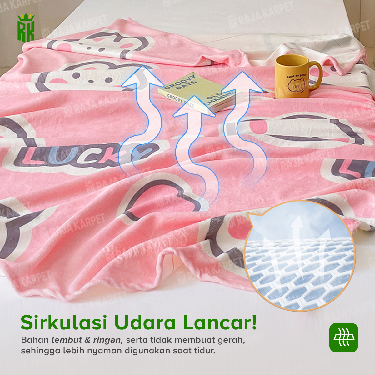 Jual RAJA - Selimut Bulu Halus 475 Gram Motif Lucu Aesthetic Selimut ...