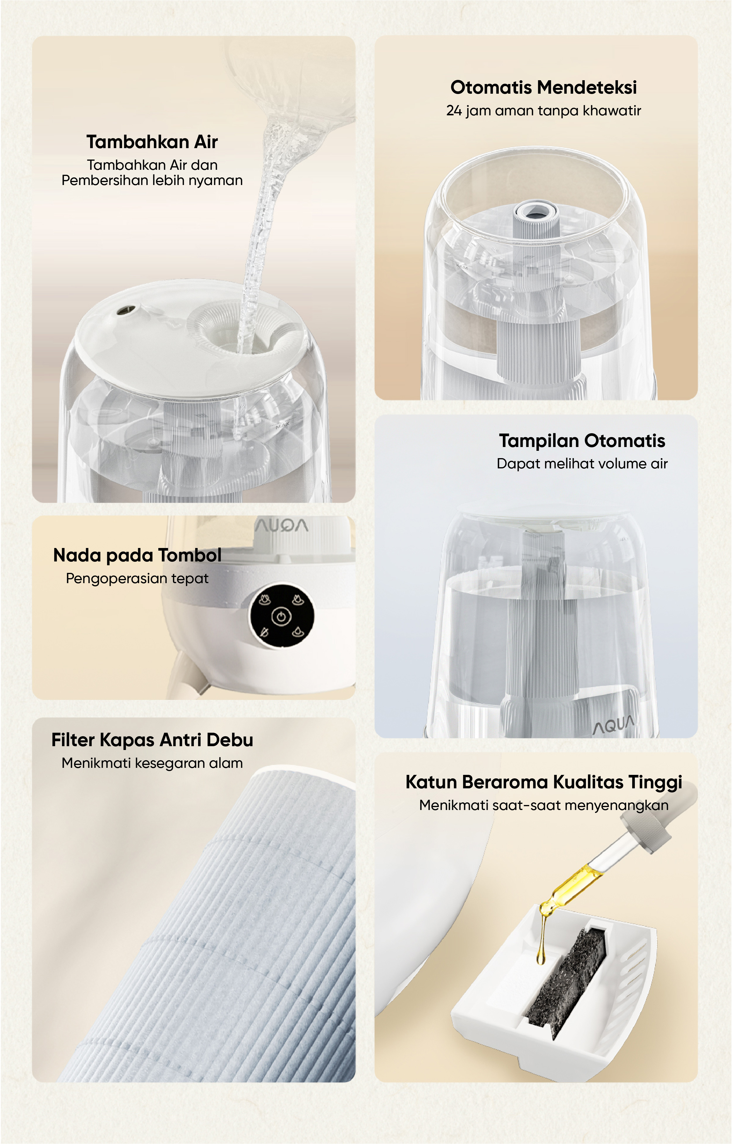Jual AQUA HUS101R 3.5L Humidifier with Essential Oil Diffuser Tray ...