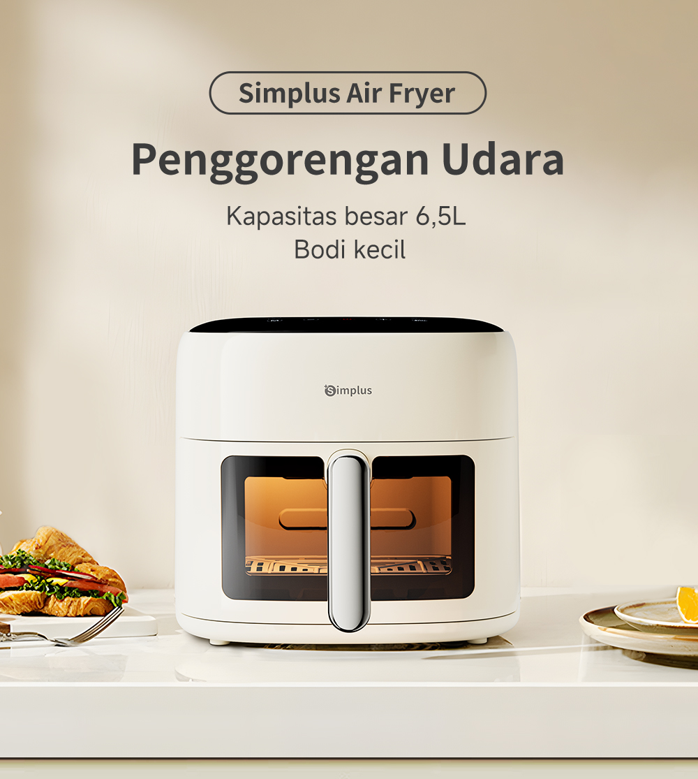 Jual Simplus Air Fryer Kapasitas besar 6,5L 800W Kaca Tampilan Transparan Layar Sentuh LCD ...