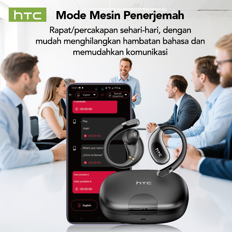 Jual HTC NE22 OWS/TWS 2-In-1 AI Translation Headphones 134 Languages HIFI Peralihan gratis Bone ...