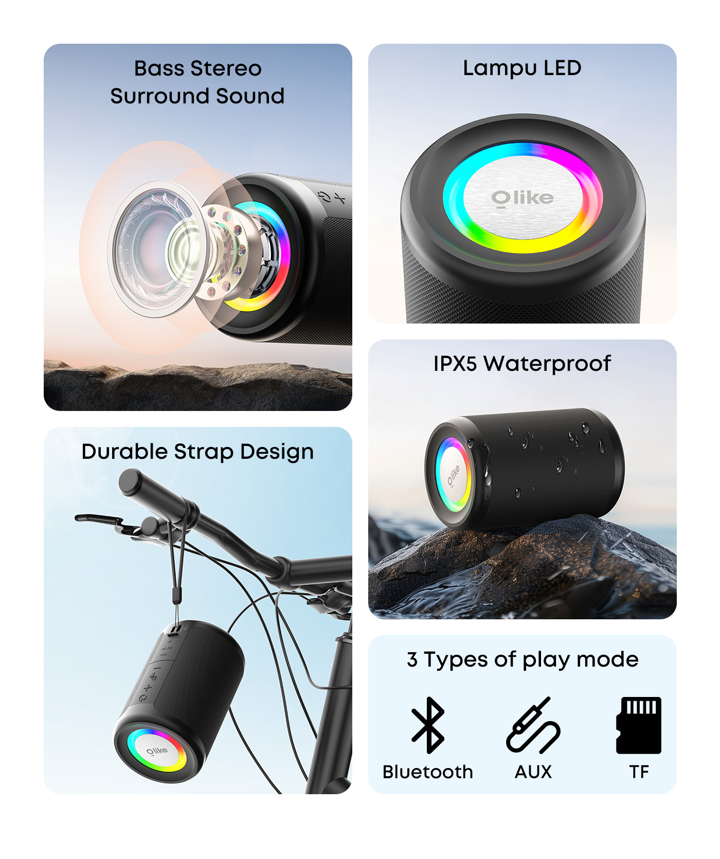 Jual [UPGRADED PRODUCT] OLIKE Speaker Bluetooth SF9 with LED Light HD ...