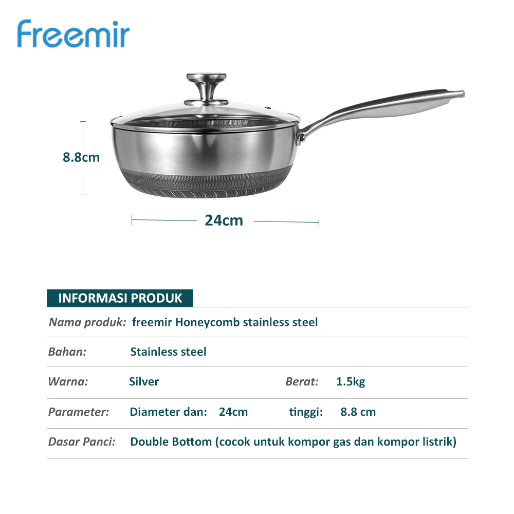 Jual Special NEW 2025 freemir Wajan Penggorengan Premium stainless steel SUS 304 Foodgrade Anti ...