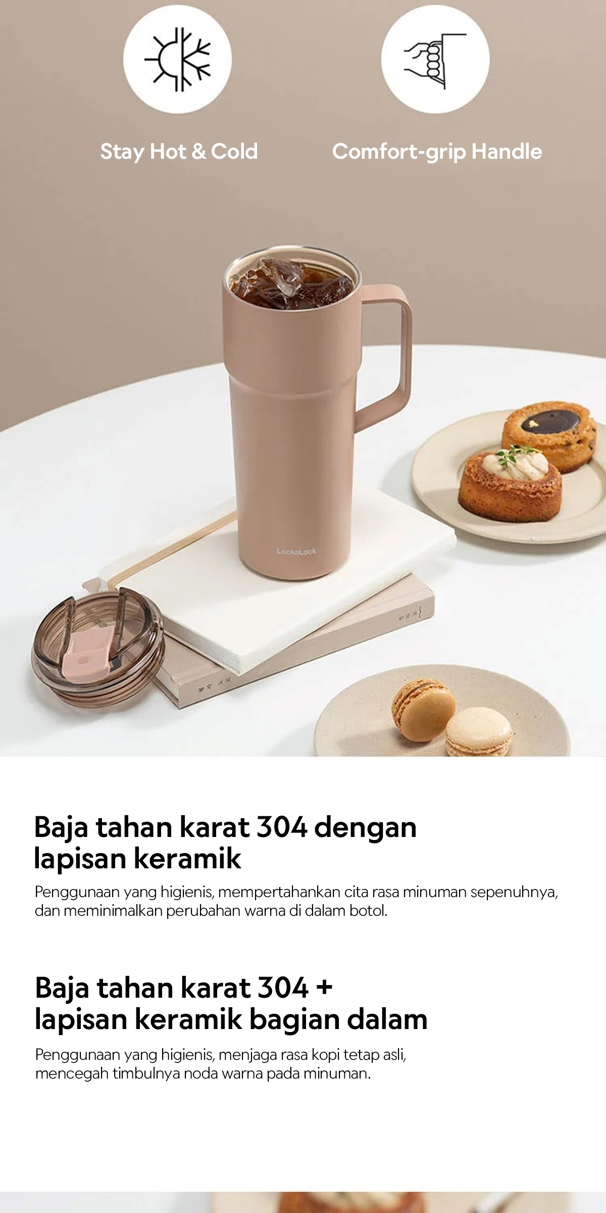 Jual LocknLock Metro Cafe Ceramic Coating Tumbler With Handle 750ml ...