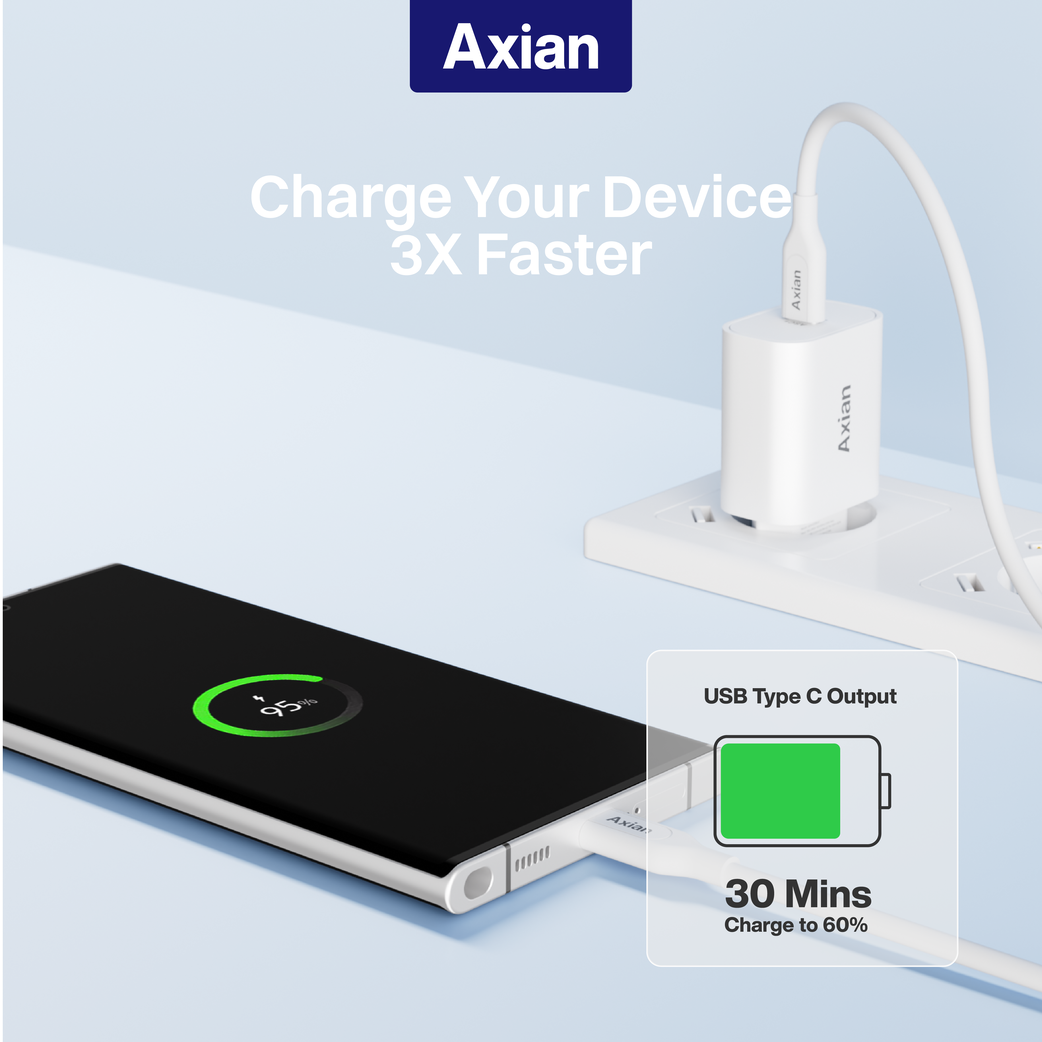 Jual AXIAN Wall Charger Samsung 25W Super Fast Charging + Kabel USB-C to C | Shopee Indonesia