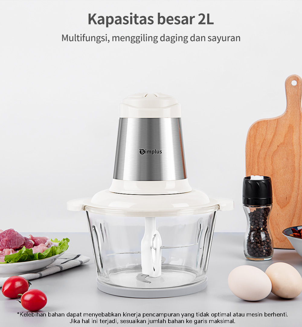 Jual Simplus Chopper Blender Penggiling Daging Bumbu Cabai Serbaguna 2L ...