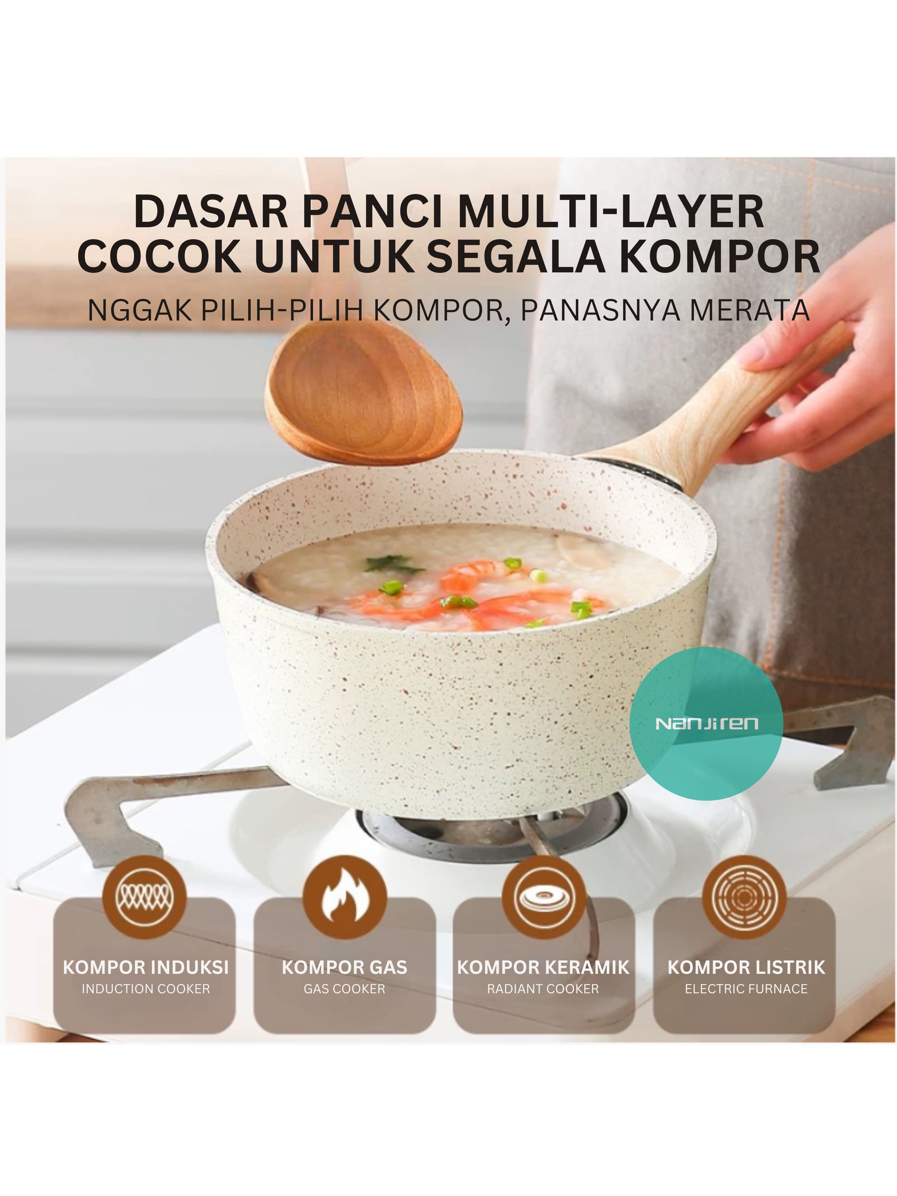 Jual Nanjiren Sauce Pan Marble Granite Coated - Panci Susu Tebal Anti ...