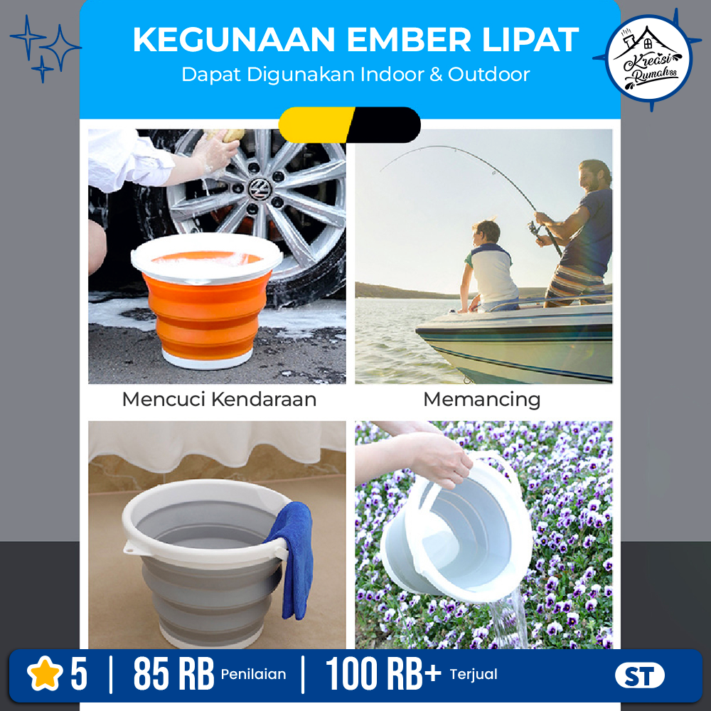 Jual Ember Lipat Portable 3L 5L 10L Water Bucket Foldable Collapsible ...