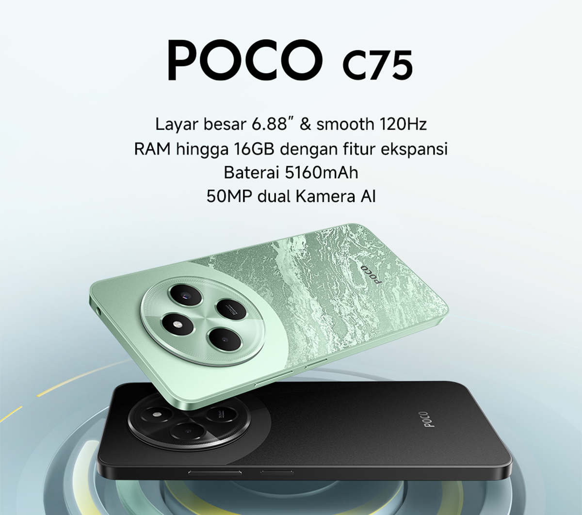Jual POCO C75 (6/128GB) (8/256GB) | Layar 6,88" | 50MP AI | Refresh rate 120 Hz | Baterai 5 ...