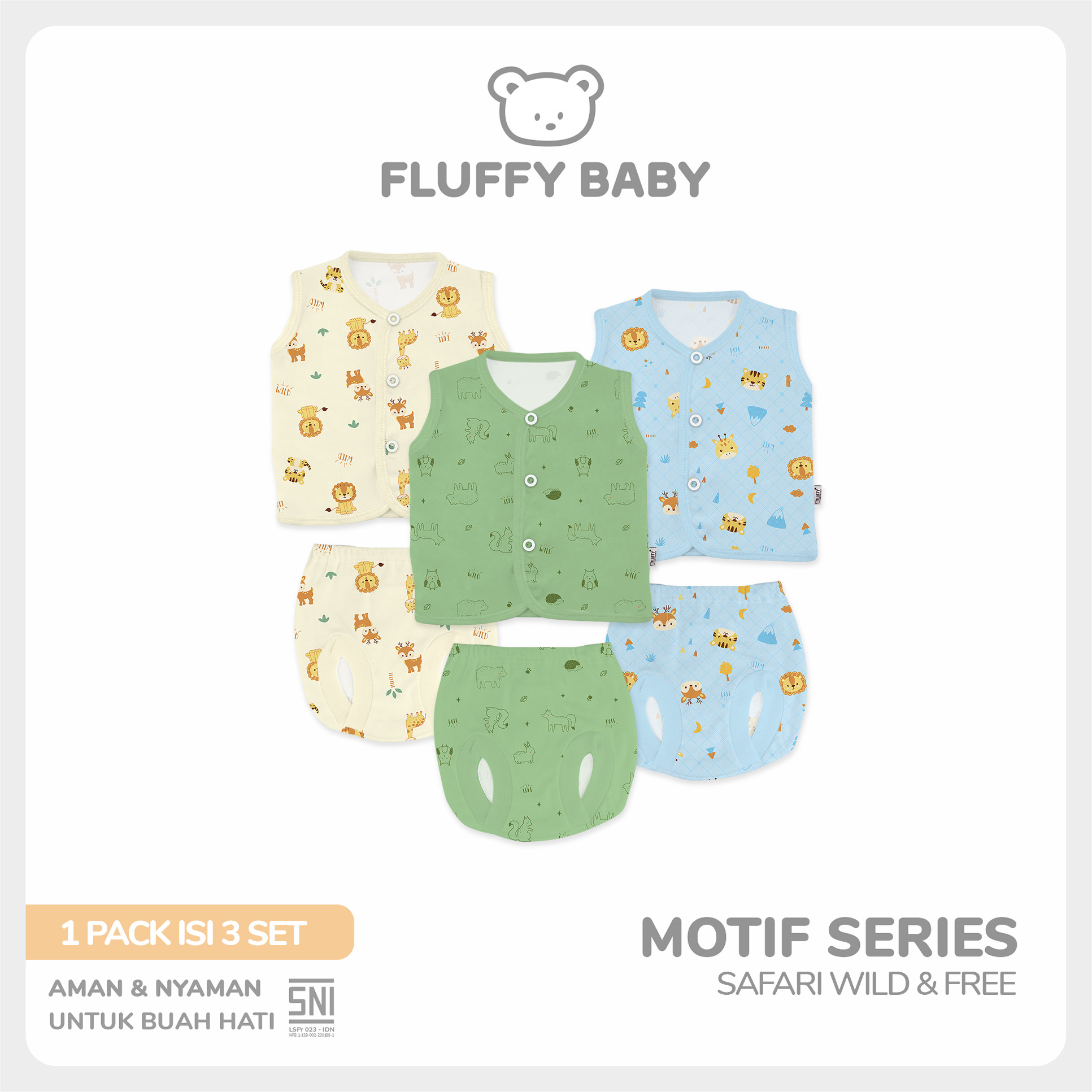 Jual FLUFFY Setelan Kutung Celana Pop Safari Wild And Free (Isi 3Pasang ...