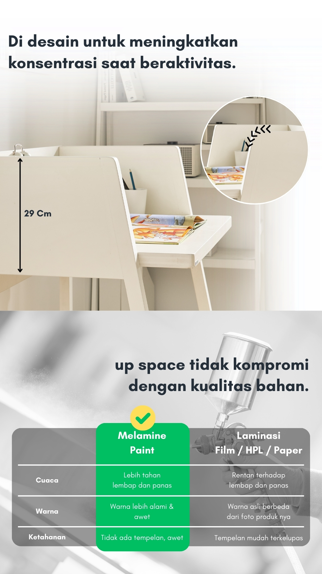 Jual Up Space Sora Desk / Meja Belajar Minimalis Modern / Meja Belajar ...