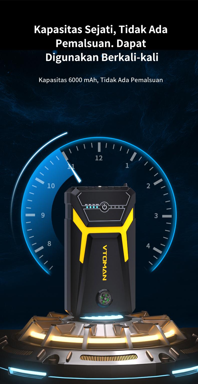 Jual VTOMAN V3 Pro 6000mAh Jump Starter Dengan Tombol Boost Jumper Aki ...