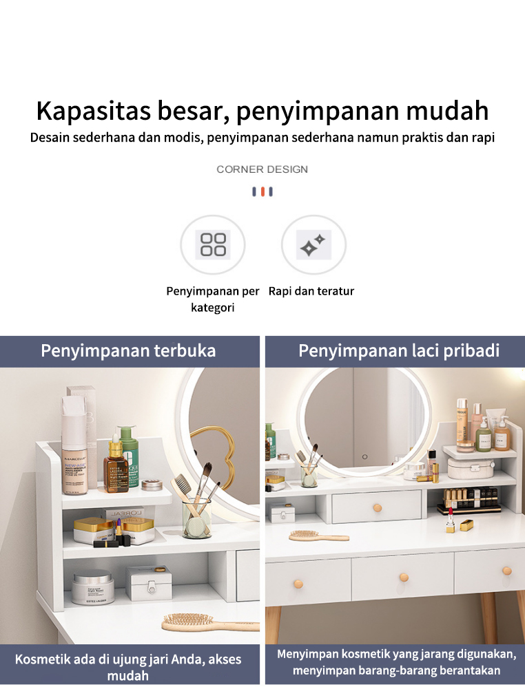 Jual Hidup Mewah Meja Rias Lampu LED/Meja Rias Aesthetic/Meja Rias ...