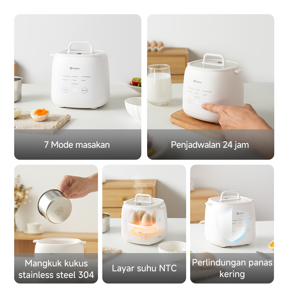 Jual Simplus Kukusan Telur Multifungsi Pengukus Telur 7 Mode Penjadwalan 24 Jam Layar Digital ...