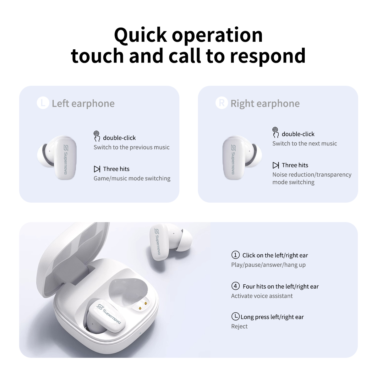 Jual Supernova ANC True Wireless TWS T50i Bluetooth Earphone Mini Earbuds HIFI Audio Ultra short ...