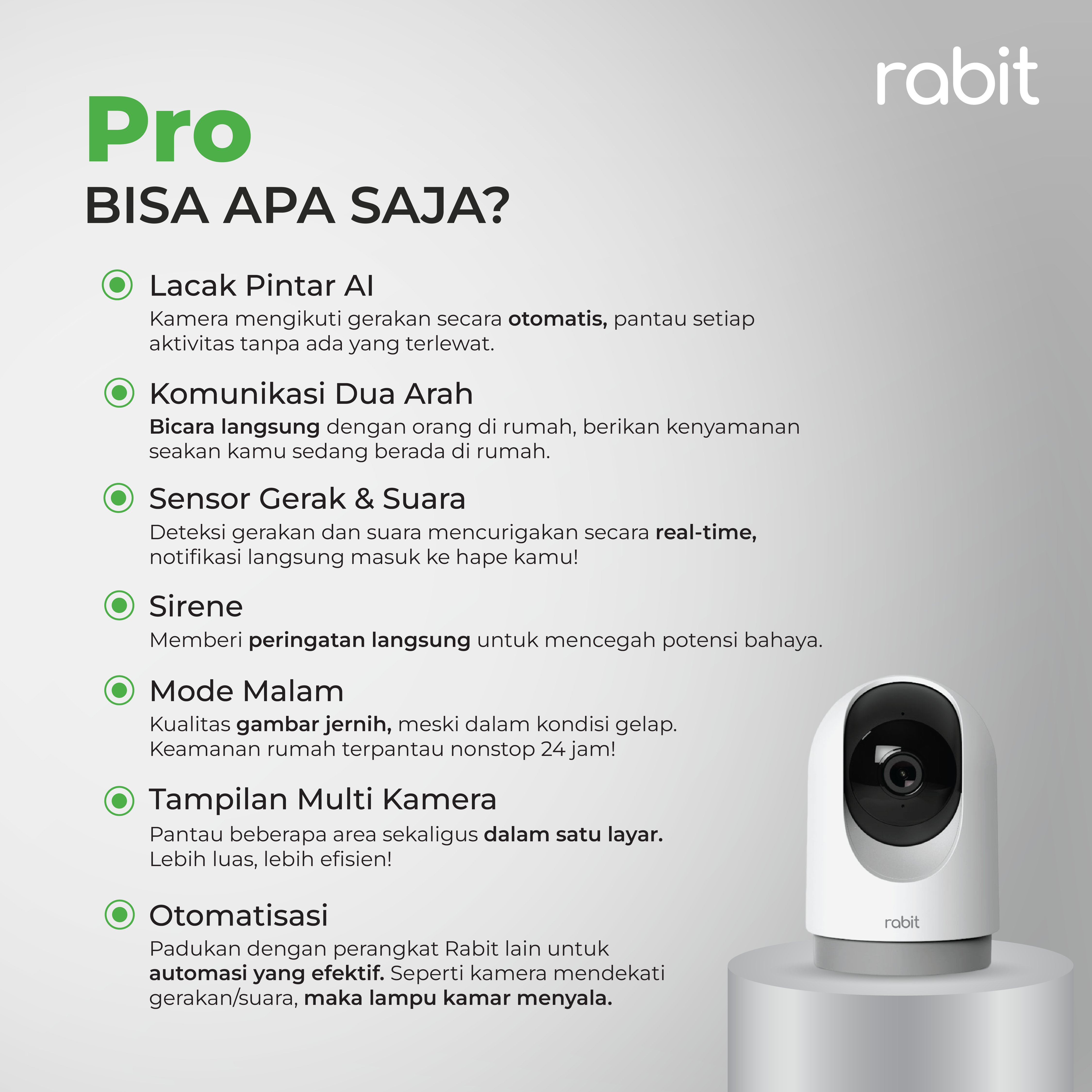 Jual RABIT Smart IP CCTV Camera Indoor 3 MP PTZ - AI Auto Tracking | Shopee Indonesia