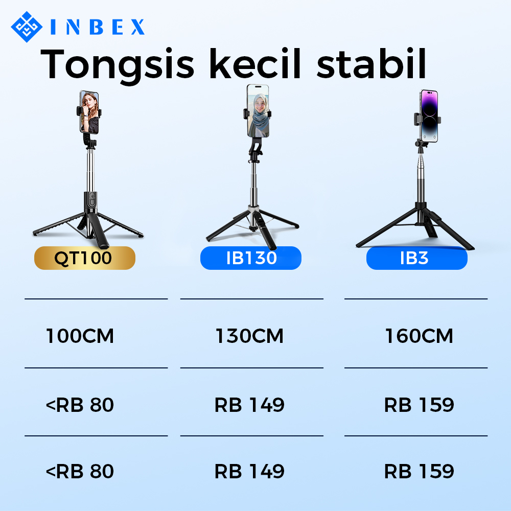 Jual INBEX QT100 Tongsis Tripod Bluetooth 1m Fill light PL4 Tripod ...