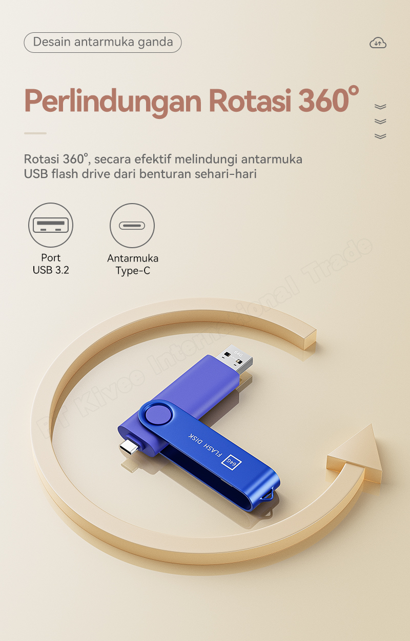 Jual KIVEE Flashdisk OTG Type C USB 2 in 1 Dual-port 64GB High Speed ...