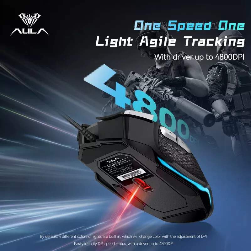 Jual AULA Mouse Gaming Kabel RGB S12 Professional Gaming Mouse 4800DPI ...