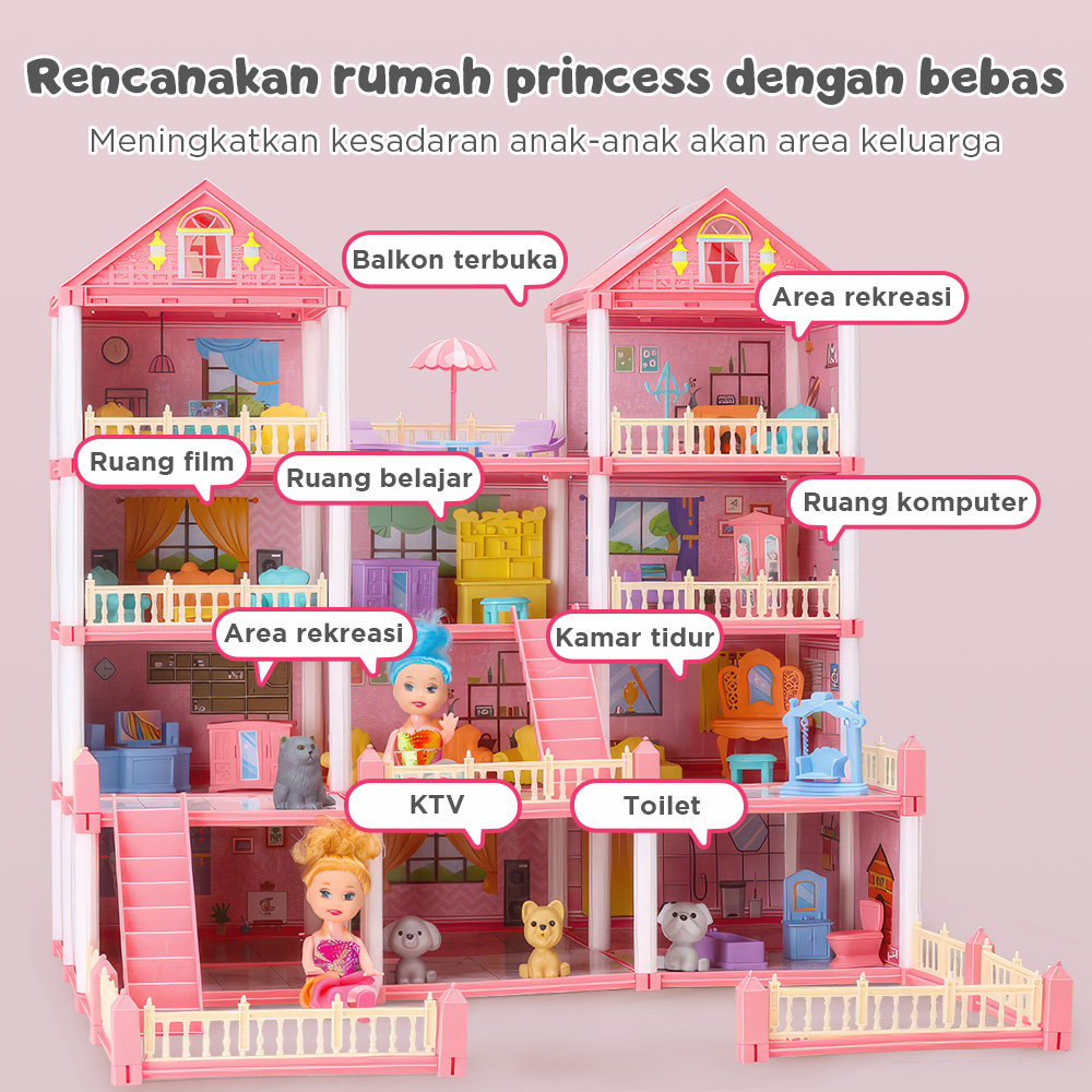 Jual WETECH Rumah Princess Mainan 15 Houses Atap Bercahaya Princess ...