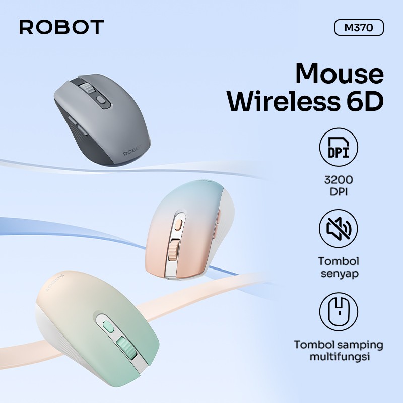 Jual ROBOT M370 Mouse Wireless 2.4GHz Silent Klik Optical 3200DPI ...
