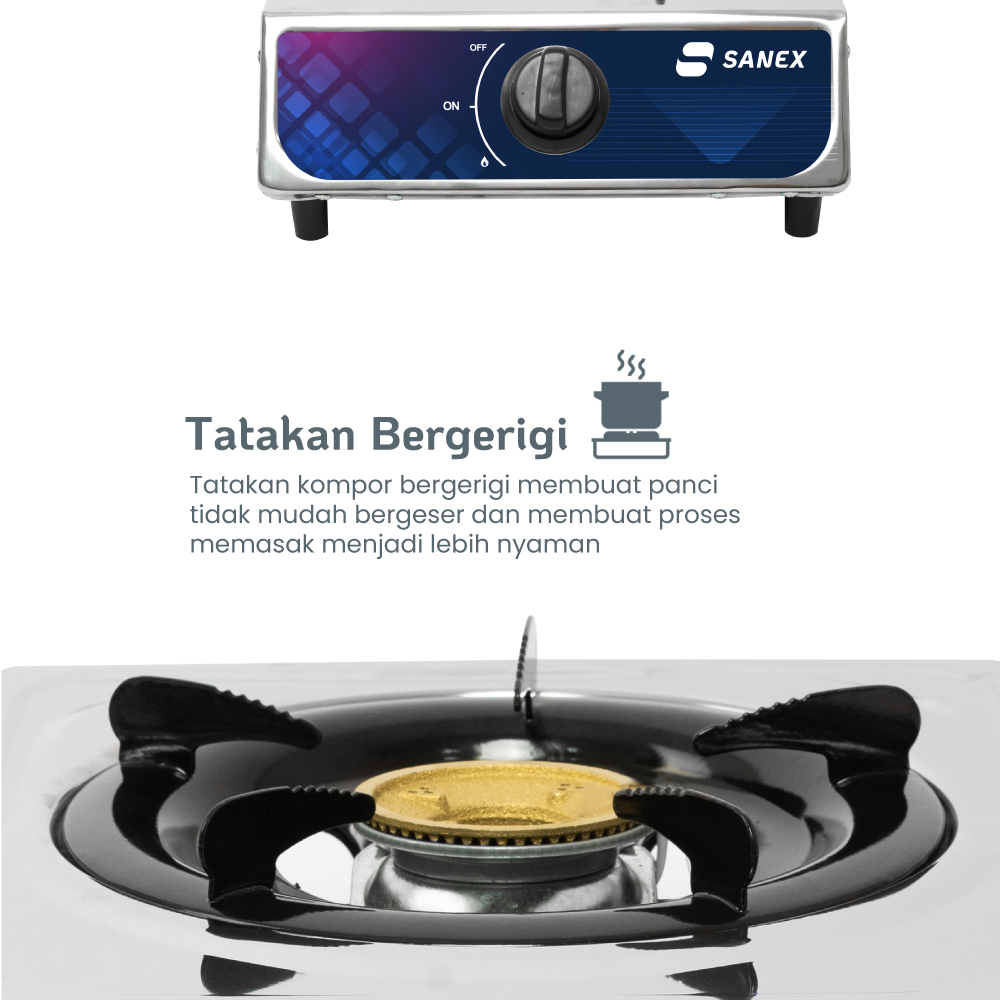 Jual SANEX Kompor Gas Stainless Steel 1 Tungku K-808 S | Shopee Indonesia