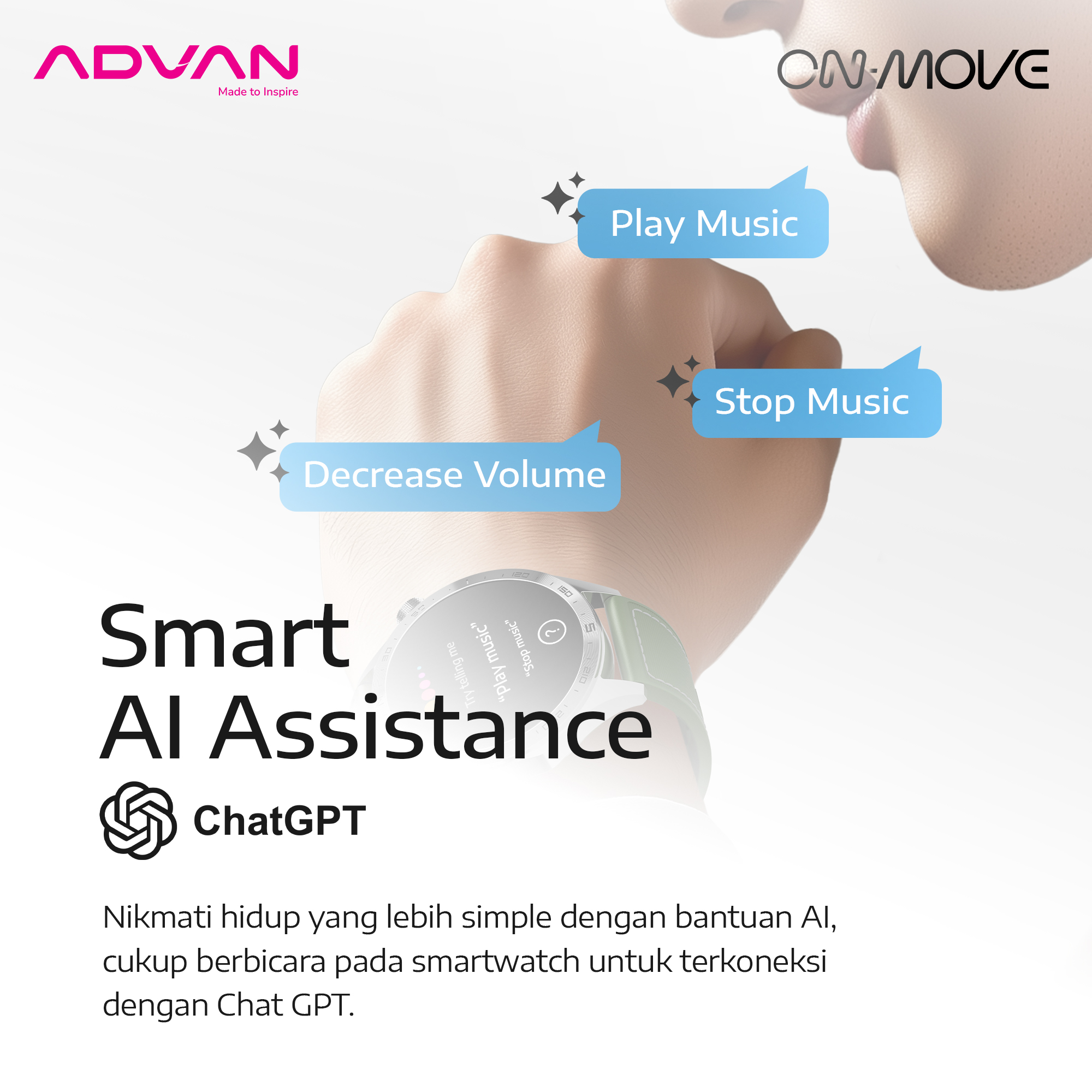 Jual ADVAN Smartwatch On Move GPS Ai Assistant Amoled 1.43" Bluetooth ...
