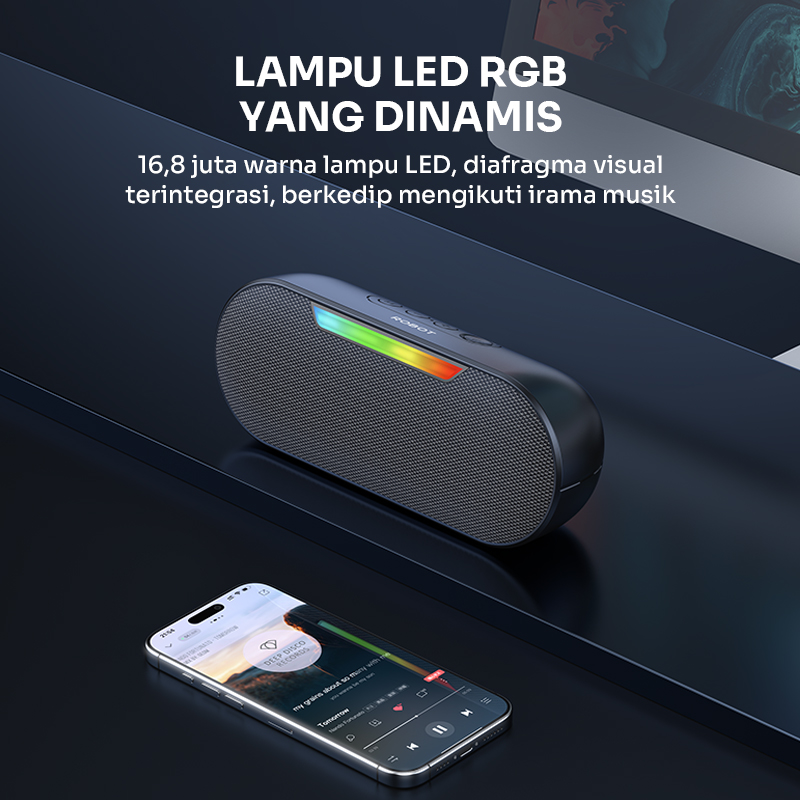 Jual ROBOT Speaker Bluetooth 5.3 Super Bass Portabel 5W dengan Efek ...