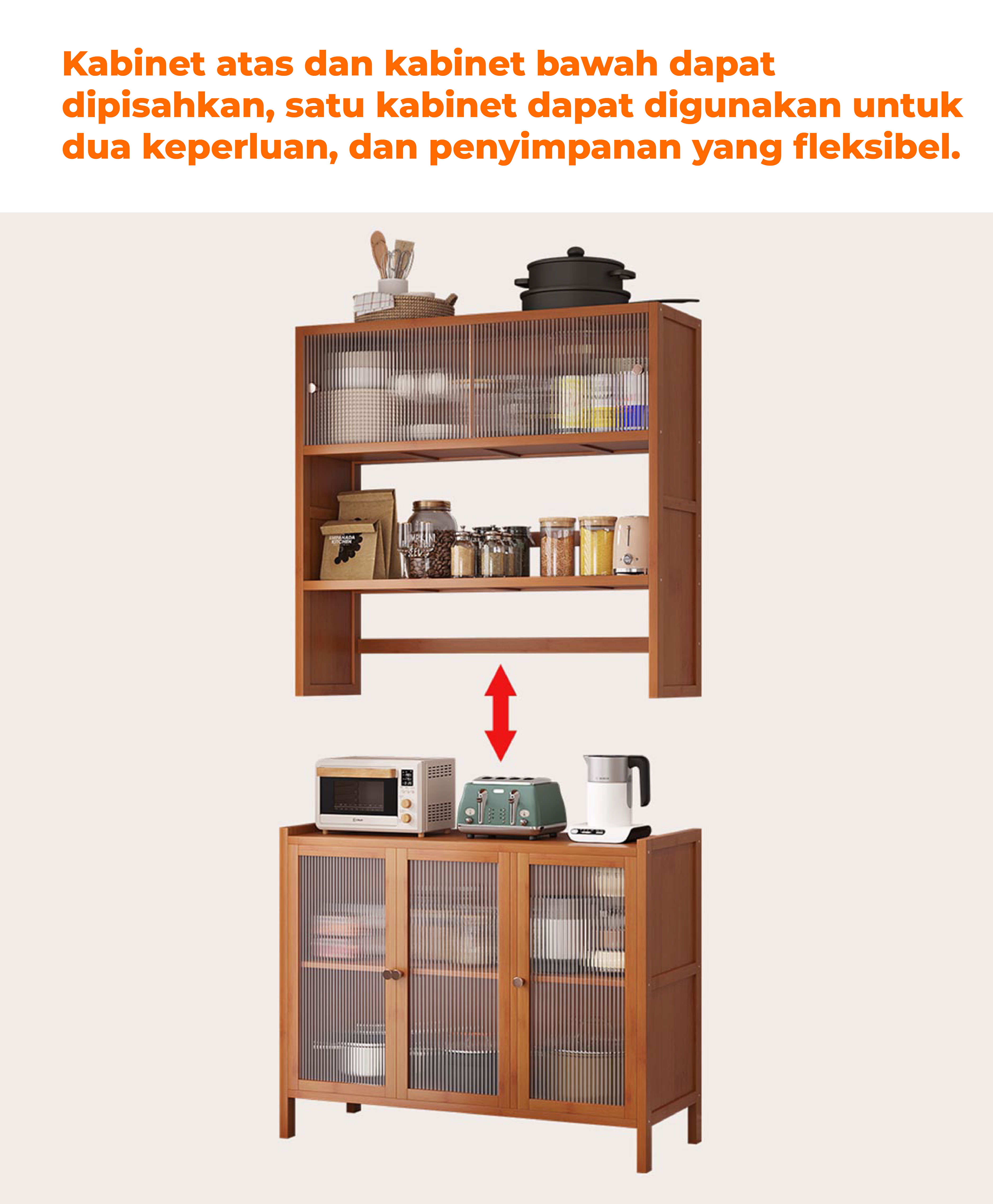 Jual Homedoki Bambu - Buffet Coklat / Lemari Dapur Minimalis / Rak ...