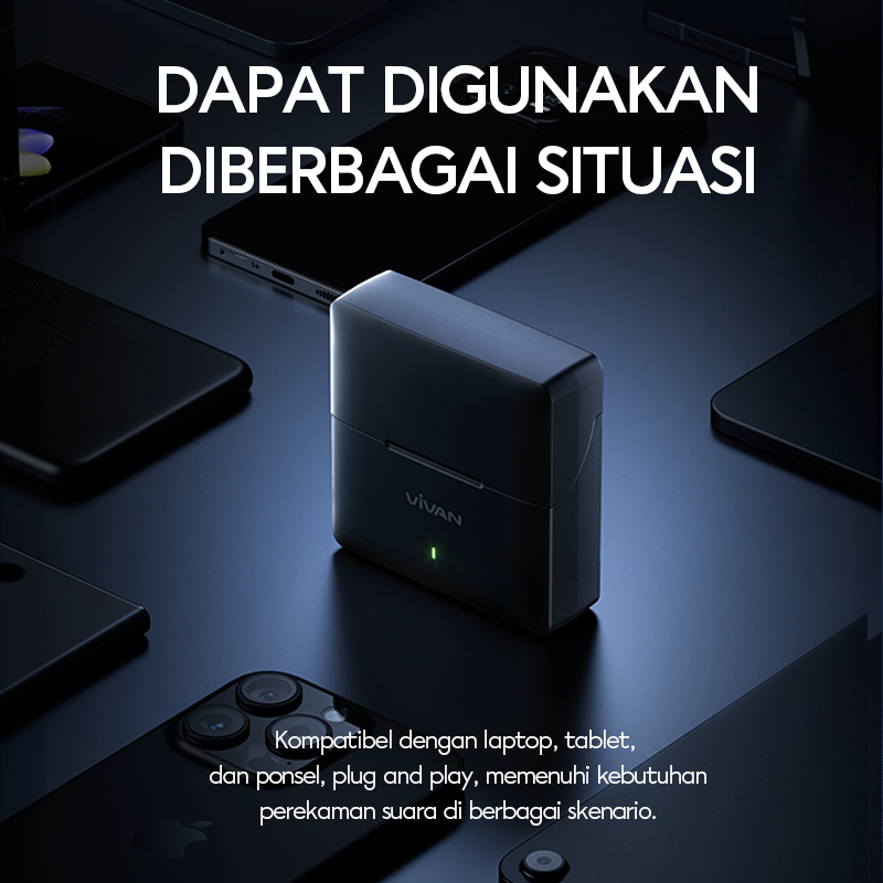 Jual VIVAN Wireless Dual Microphone VWA-V9 HQ Sound Recording AI Noise ...