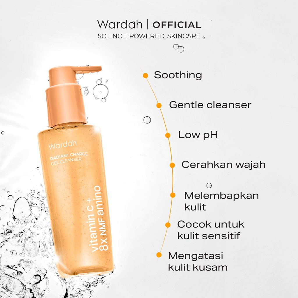 Jual Wardah Vitamin C + 8x NMF Amino Radiant Charge Gel Cleanser 120ml ...