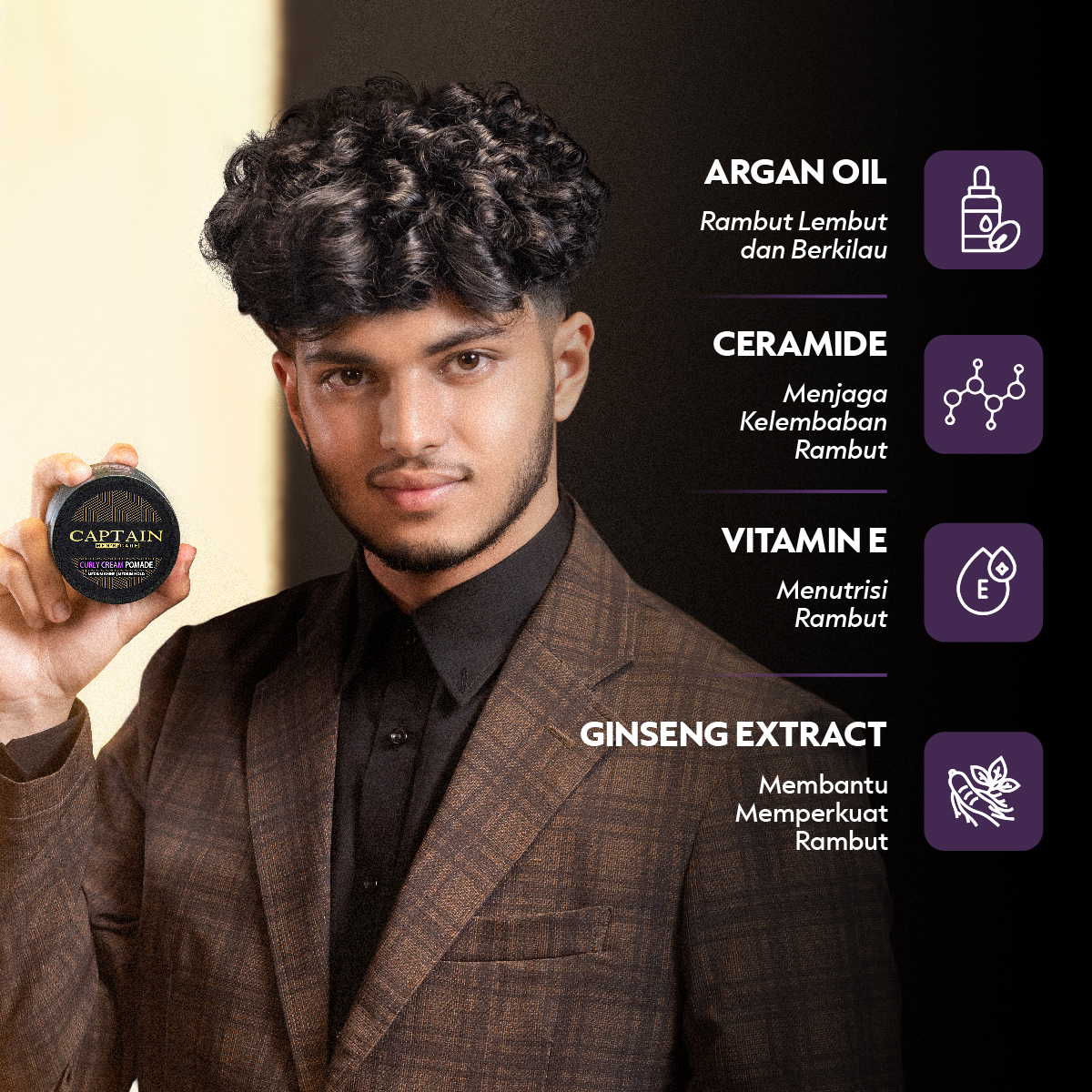 Jual Captain Men's Care Curly Cream Pomade 80gr | Shopee Indonesia
